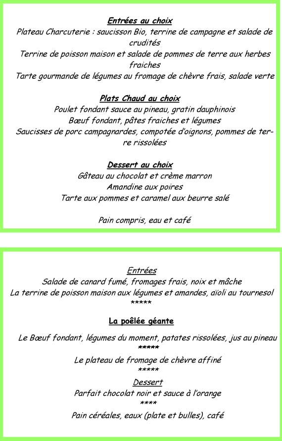 Nos menus :: a table naturellement